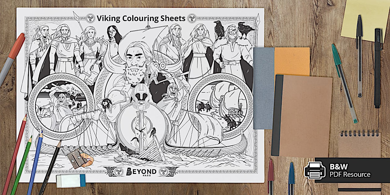 Viking Colouring Sheet (Teacher-Made) - Twinkl