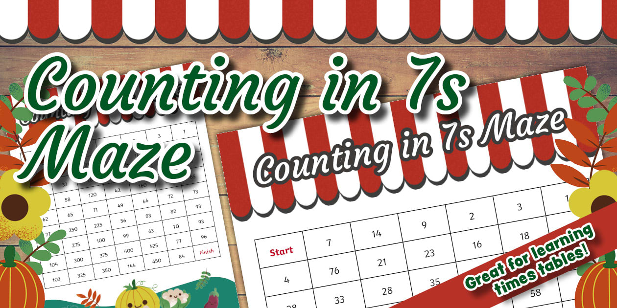 Autumn Market Themed Counting in 7s Maze