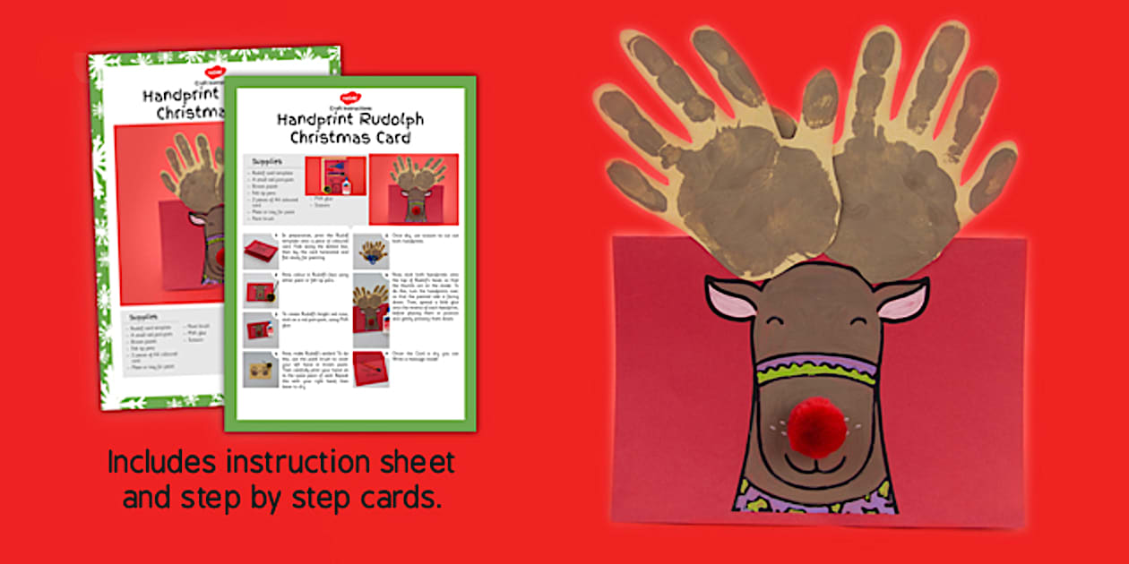 Rudolph Christmas Card | Rudolph Handprint Card Craft