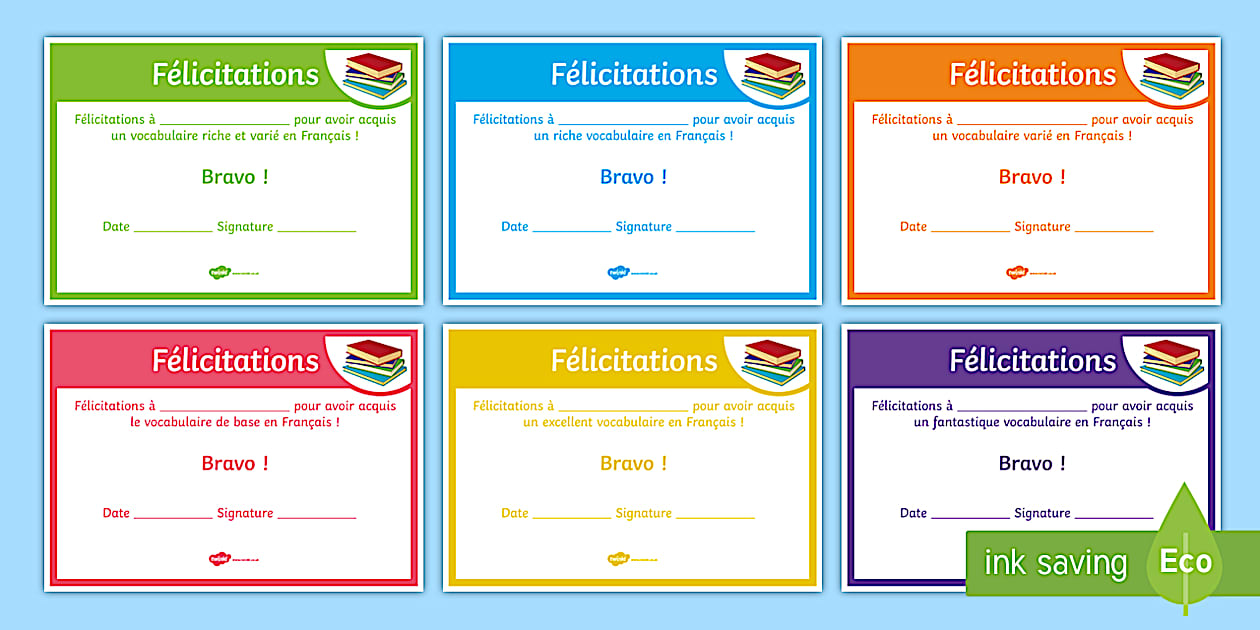 French End of Year Vocabulary Award Certificate - French, End of Year ...