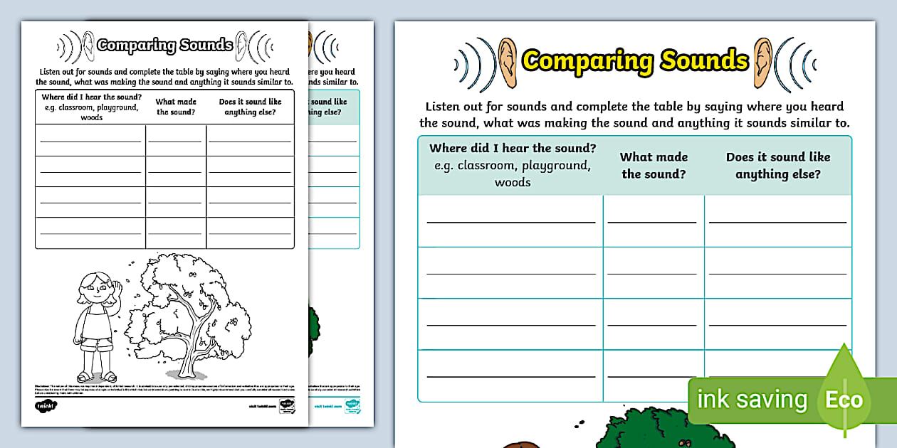 Comparing Sounds Activity Sheet (teacher made) - Twinkl