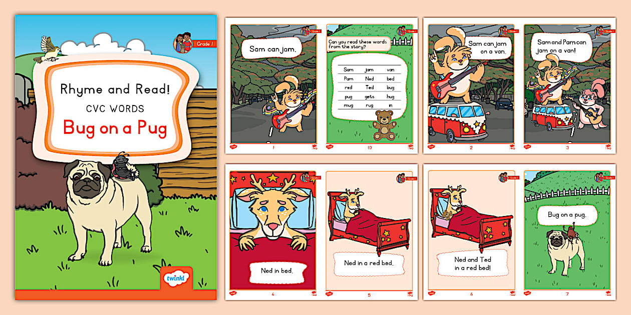 Rhyme and Read eBook! Bug on a Pug (Hecho por educadores)
