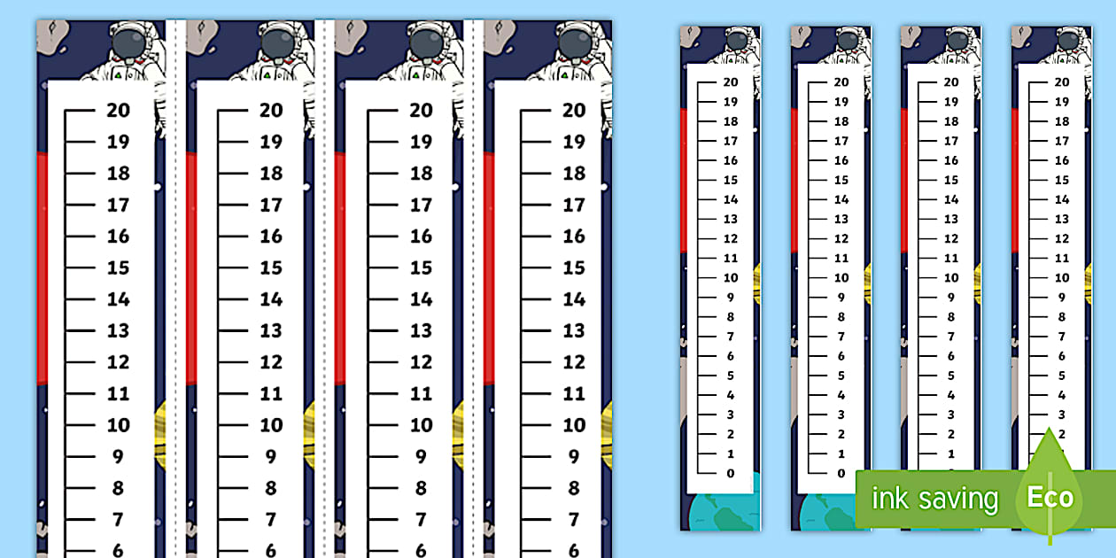 Editable Space-Themed Vertical 0-20 Number Line - Twinkl