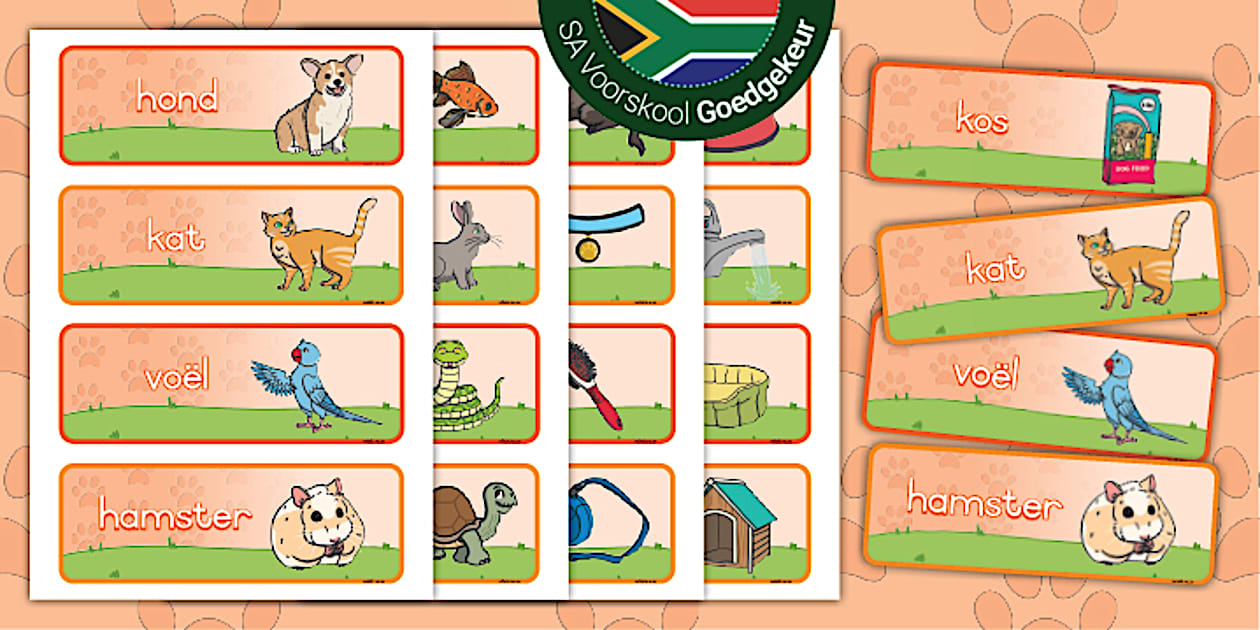 Troeteldiere: Woordkaarte (teacher made) - Twinkl