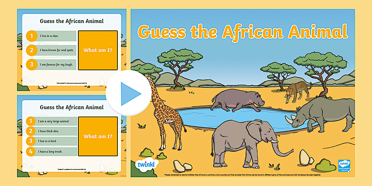 Editable Guess the African Animal PowerPoint (teacher made)