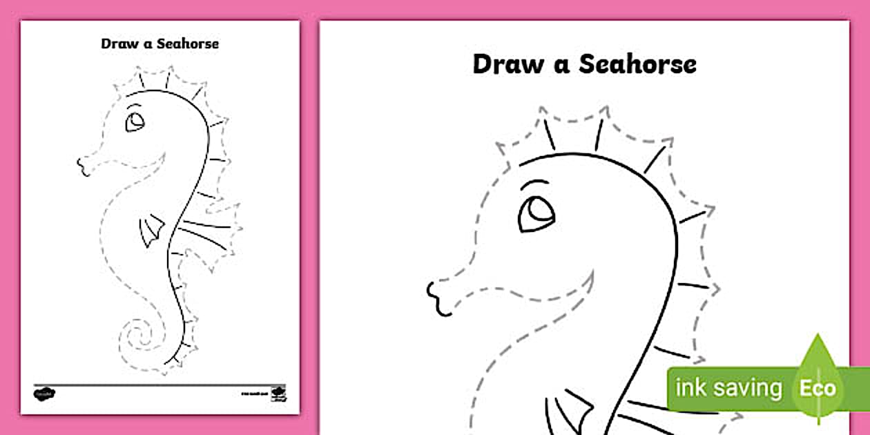 Draw a Seahorse Pencil Control Activity - Twinkl