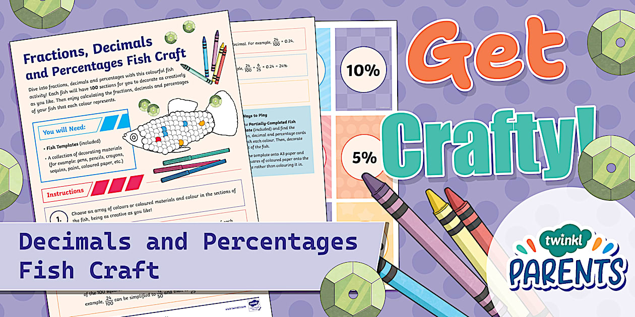 👉 SEND Maths Support: Fractions, Decimals and Percentages Fish Craft ...
