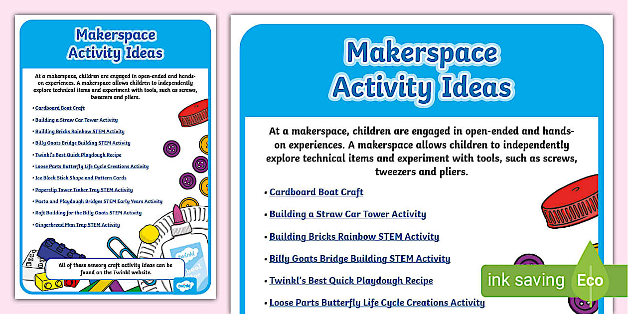 Makerspace Activity Ideas Display Poster (teacher made)