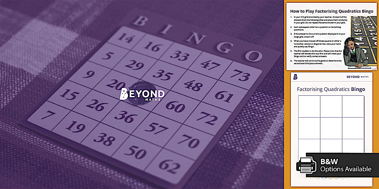 Factorising Quadratics Bingo Game (teacher made) - Twinkl