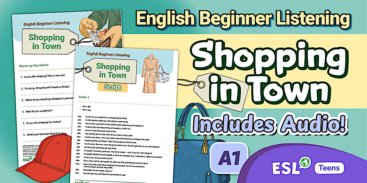 ESL Shopping Listening Activity Pack for Beginners