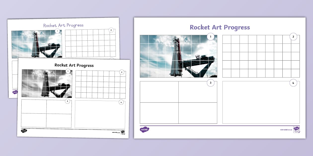 Rocket Art Progress Template (teacher made) - Twinkl