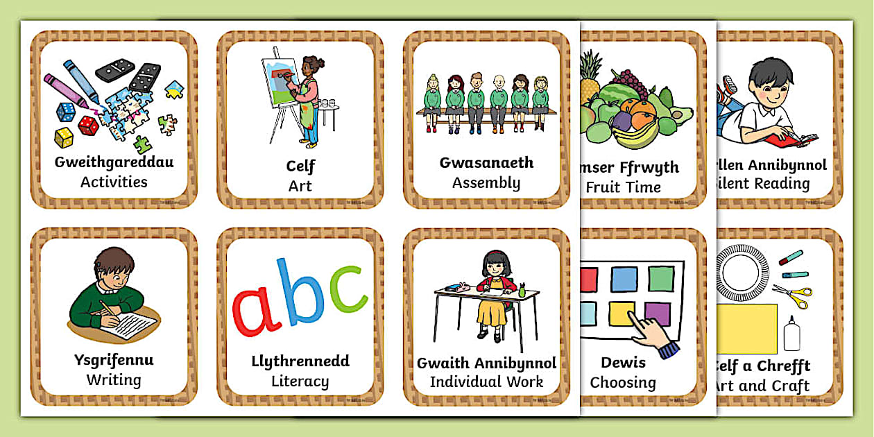 Welsh-English Visual Timetable / Amserlen Weledol Cymraeg-Saesneg