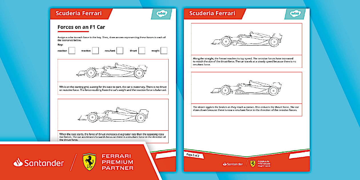 FREE! - Scuderia Ferrari: Forces on a Formula One Car Activity for 6th-8th
