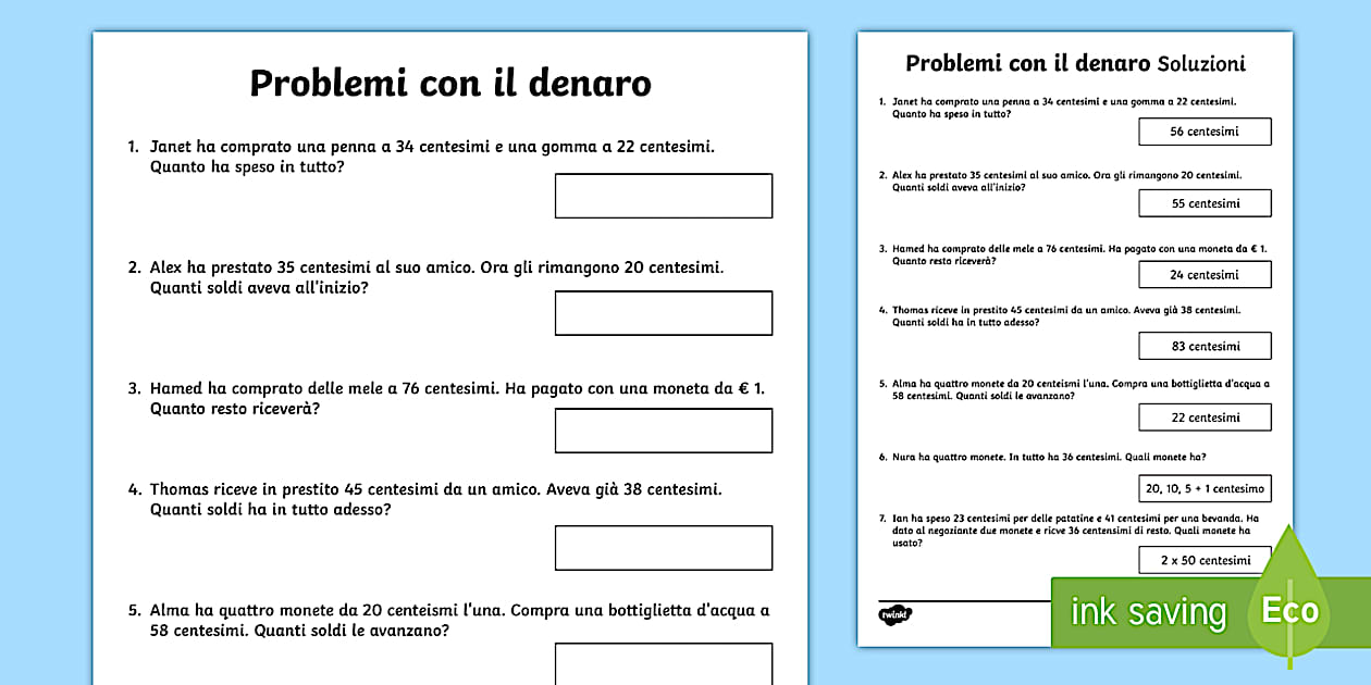 Problemi con l'Euro | Scuola Primaria