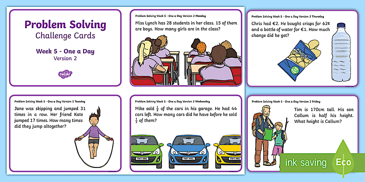 Editable Week 5 - Version 2 - Problem Solving - One a day Challenge Cards