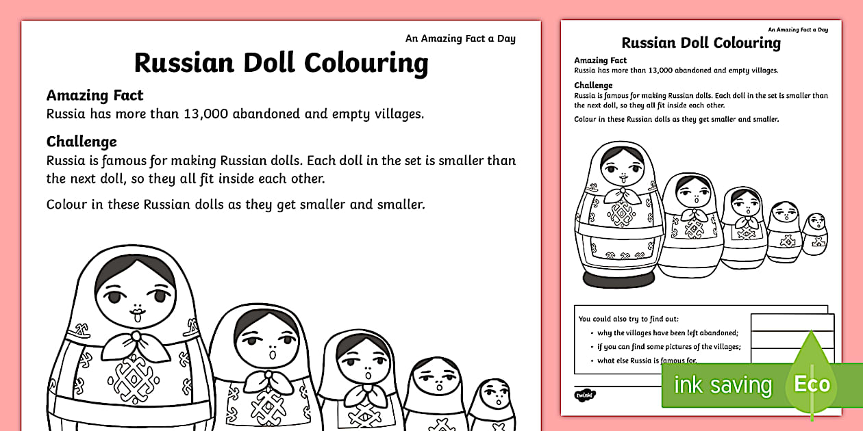Russian Doll Colouring Worksheet / Worksheet (teacher made)