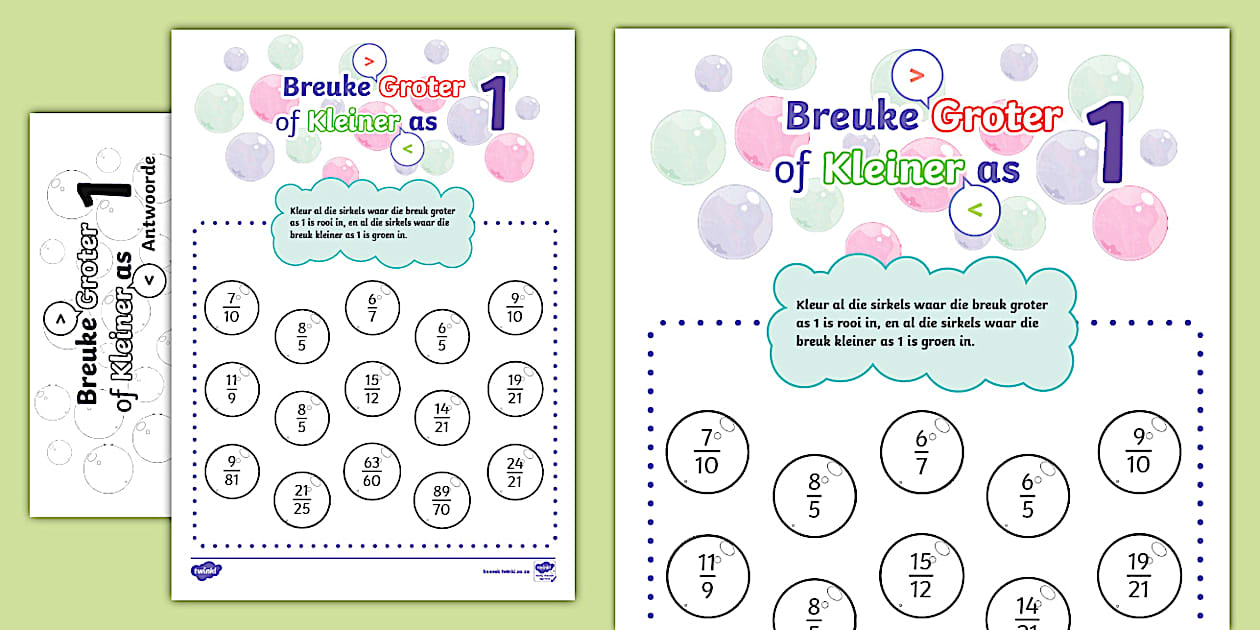 Breuke Groter of Kleiner as 1 Werkkaart (teacher made)