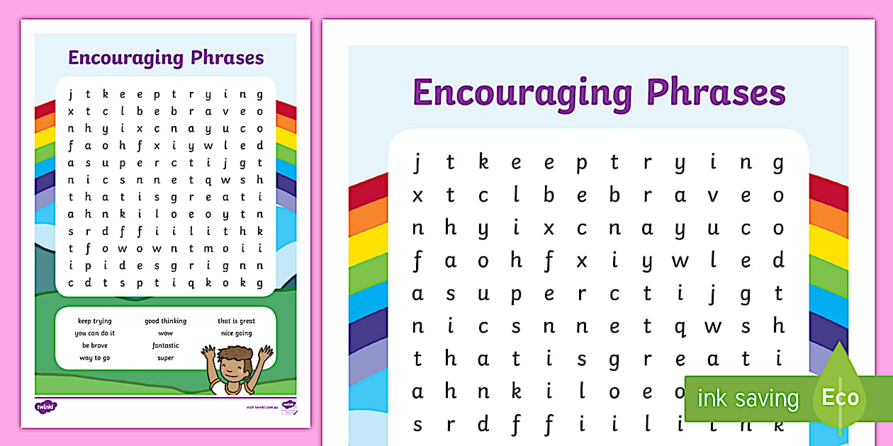 SA Encouraging Phrases Word Search (teacher made) - Twinkl