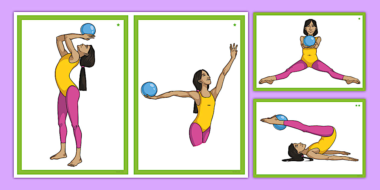 Rhythmic Gymnastics: Shape and Hold Ball Cards - Twinkl