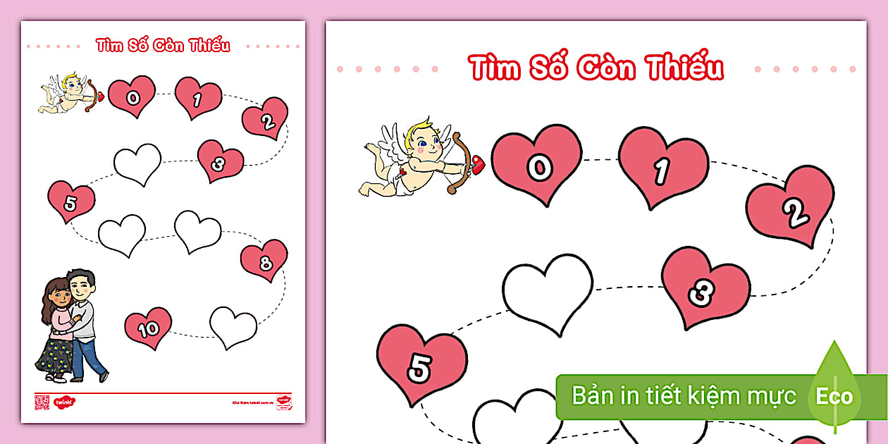 Tìm Số Còn Thiếu Phạm Vi 10 Chủ Đề Ngày Valentines