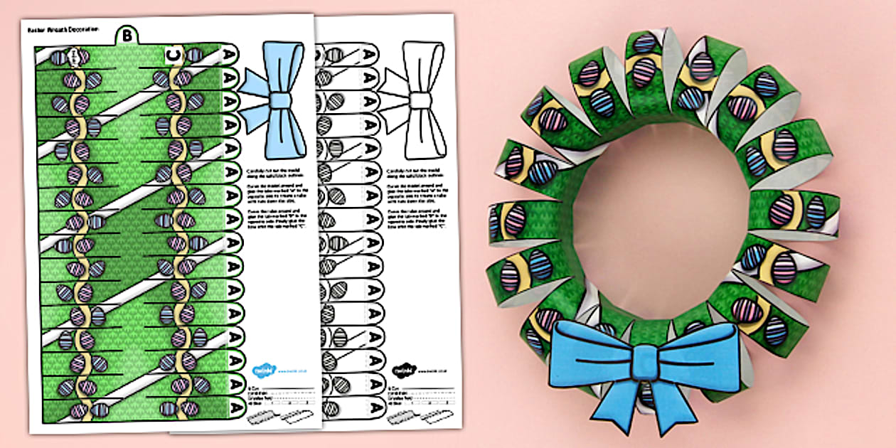 3D Easter Wreath Decoration Display Printable (teacher made)
