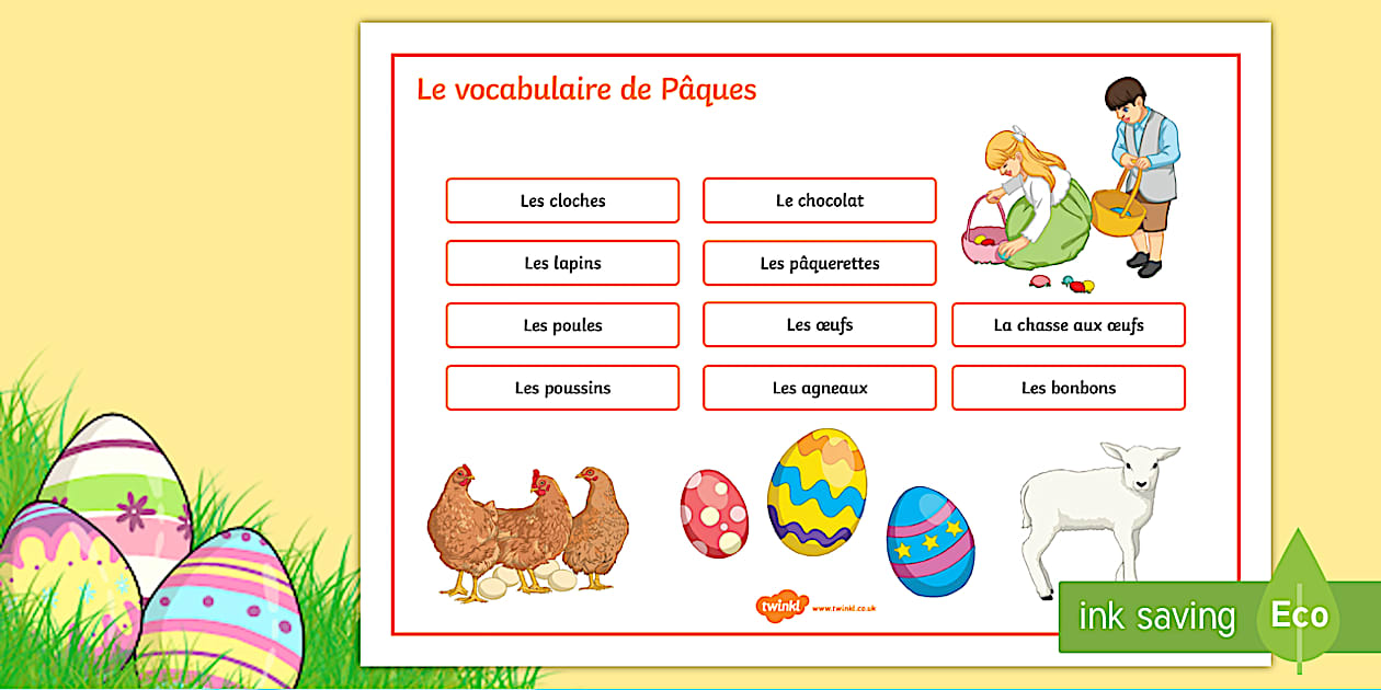 Easter Word Mat French (teacher made) - Twinkl