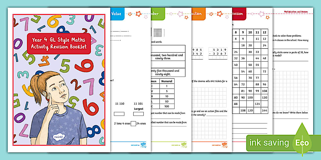 Year 4 GL Style Maths Activity Revision Booklet - Twinkl