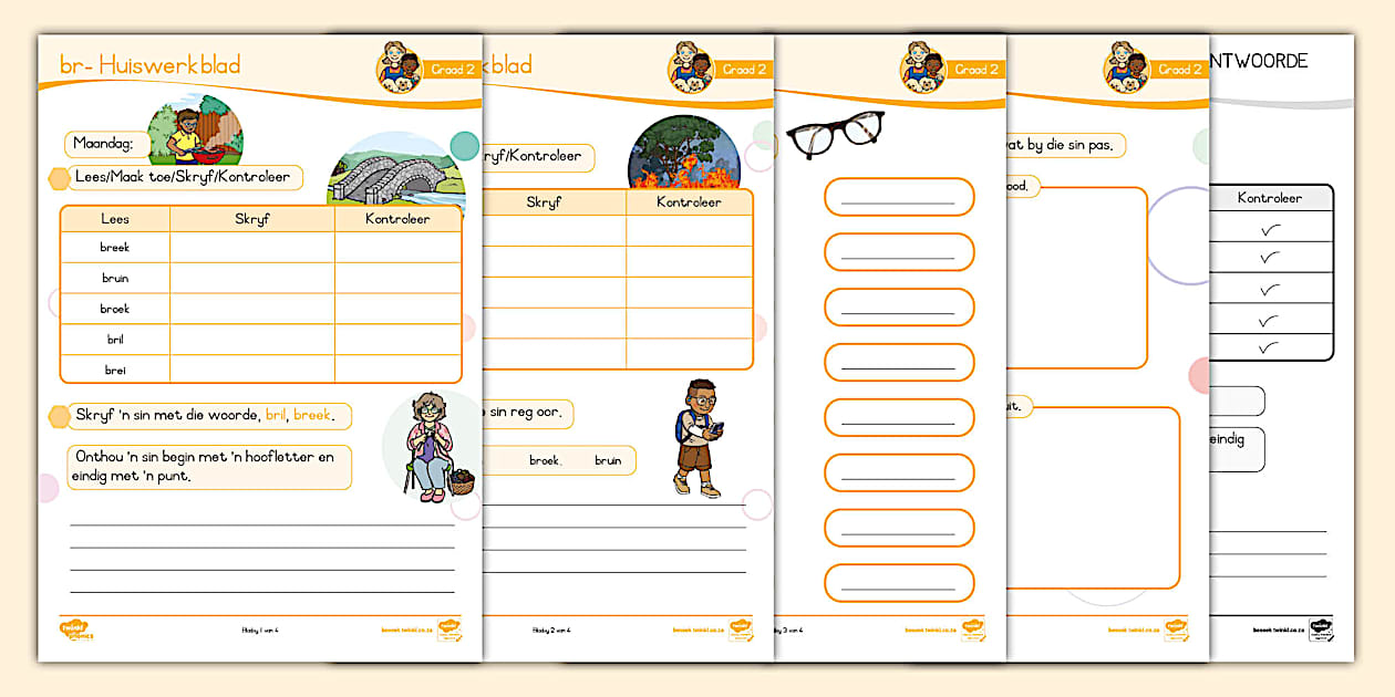Graad 2 Klanke Huiswerk br- (Teacher-Made) - Twinkl