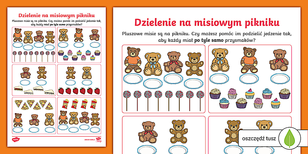 Dzielenie na misiowym pikniku | Dzień Pluszowego Misia