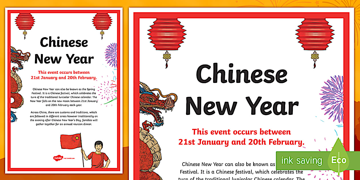 Chinese New Year A4 Display Poster (teacher made) - Twinkl