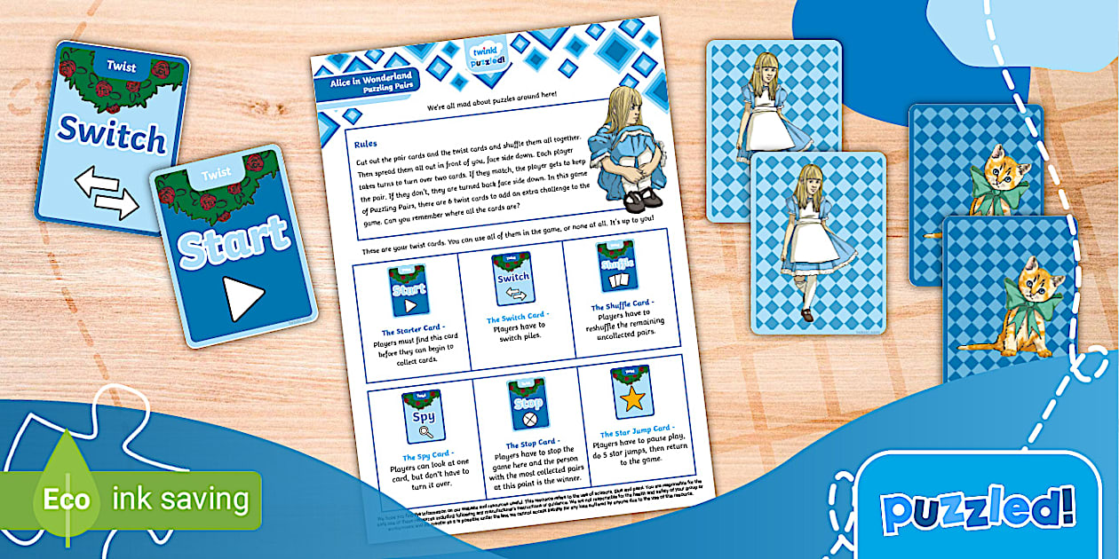 Alice in Wonderland Puzzling Pairs Memory Game | Puzzled