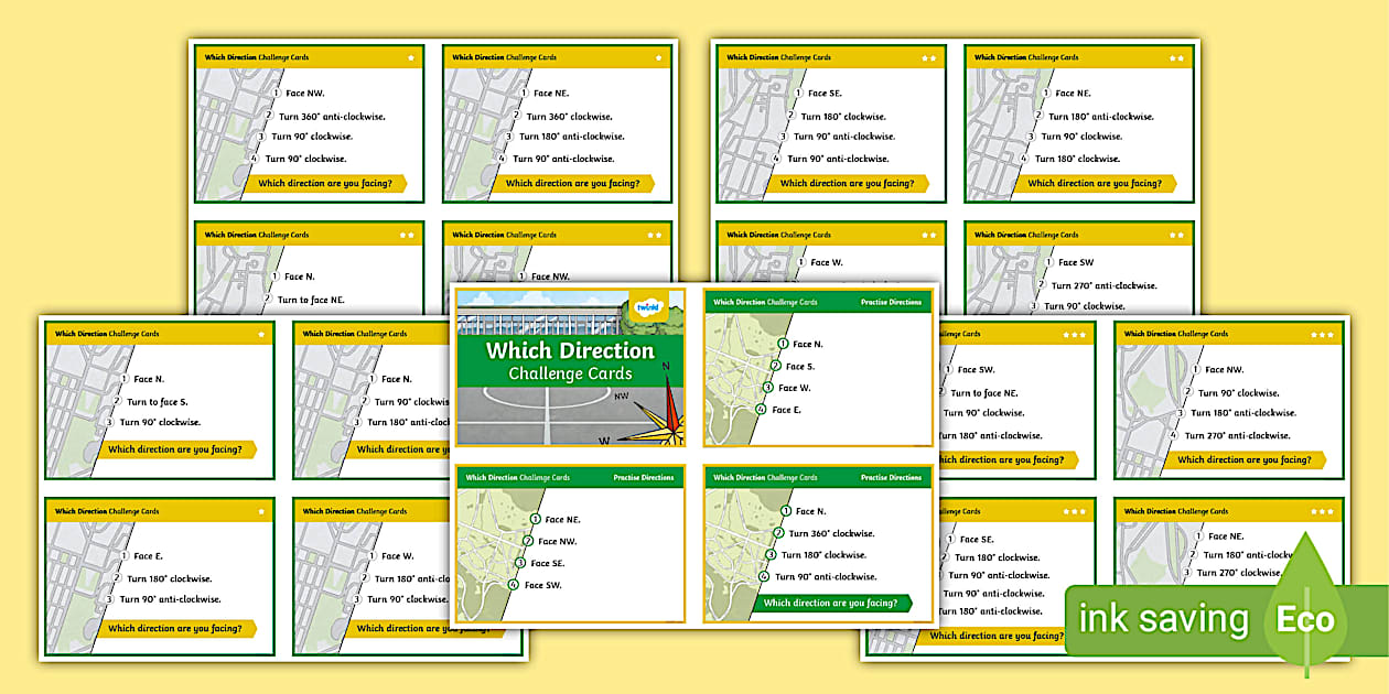 Orienteering: Compass Points and Direction Challenge Cards