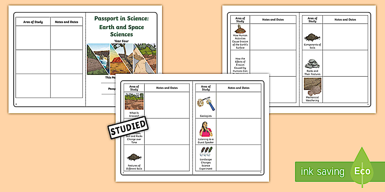 Year 4 Earth and Space Sciences Passport Booklet - AC9S4U02
