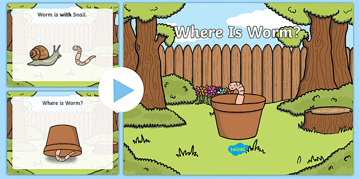 Worm Prepositions PowerPoint (l'enseignant a fait) - Twinkl