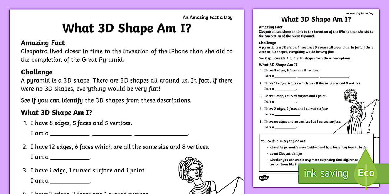 What Shape Am I? Worksheet / Worksheet - Twinkl