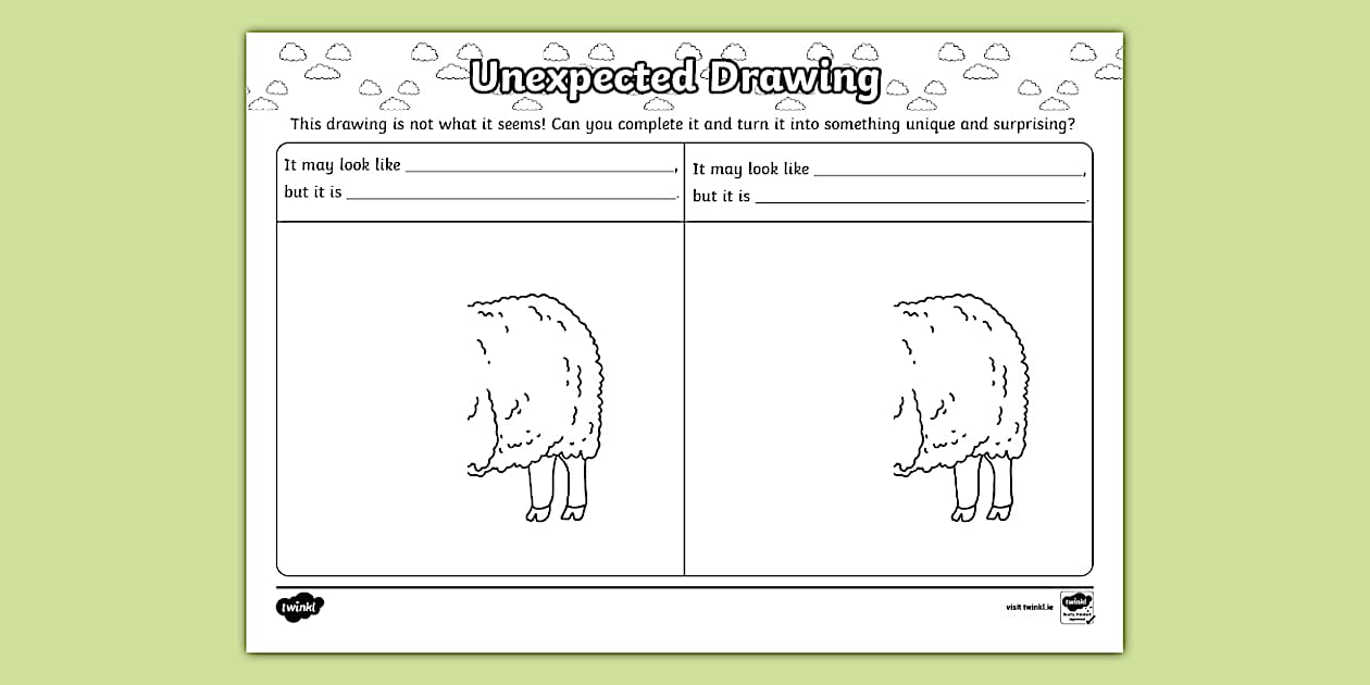 Sheep Unexpected Drawing Activity (teacher made) - Twinkl