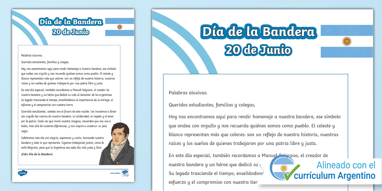 Palabras alusivas: Día de la Bandera - Twinkl