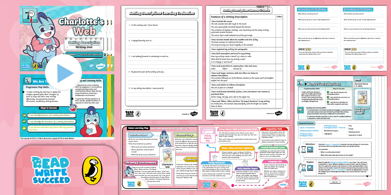 FREE! - Charlotte's Web Setting Description Writing Unit [Year 4]