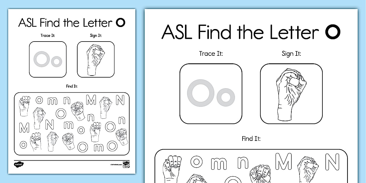 ASL Find the Letter O Worksheet (creat de profesori)
