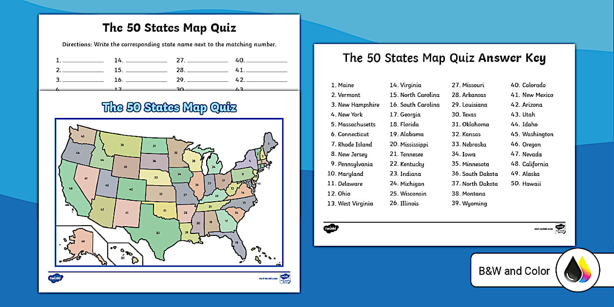 50 States Quiz | Fourth Grade Resource | Twinkl USA - Twinkl