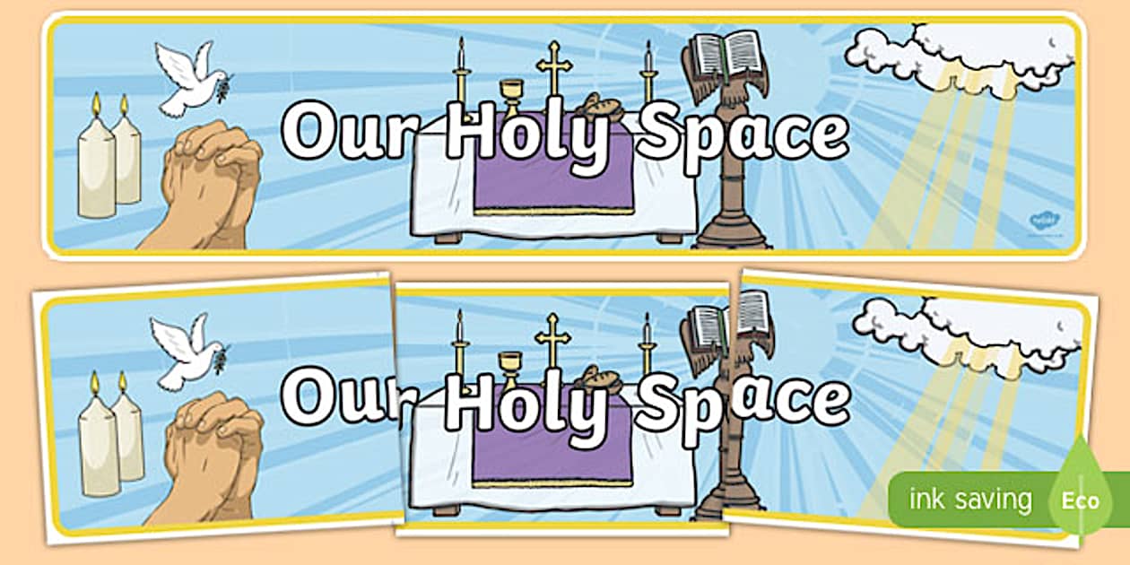 Our Holy Space Display Banner-Irish - Twinkl