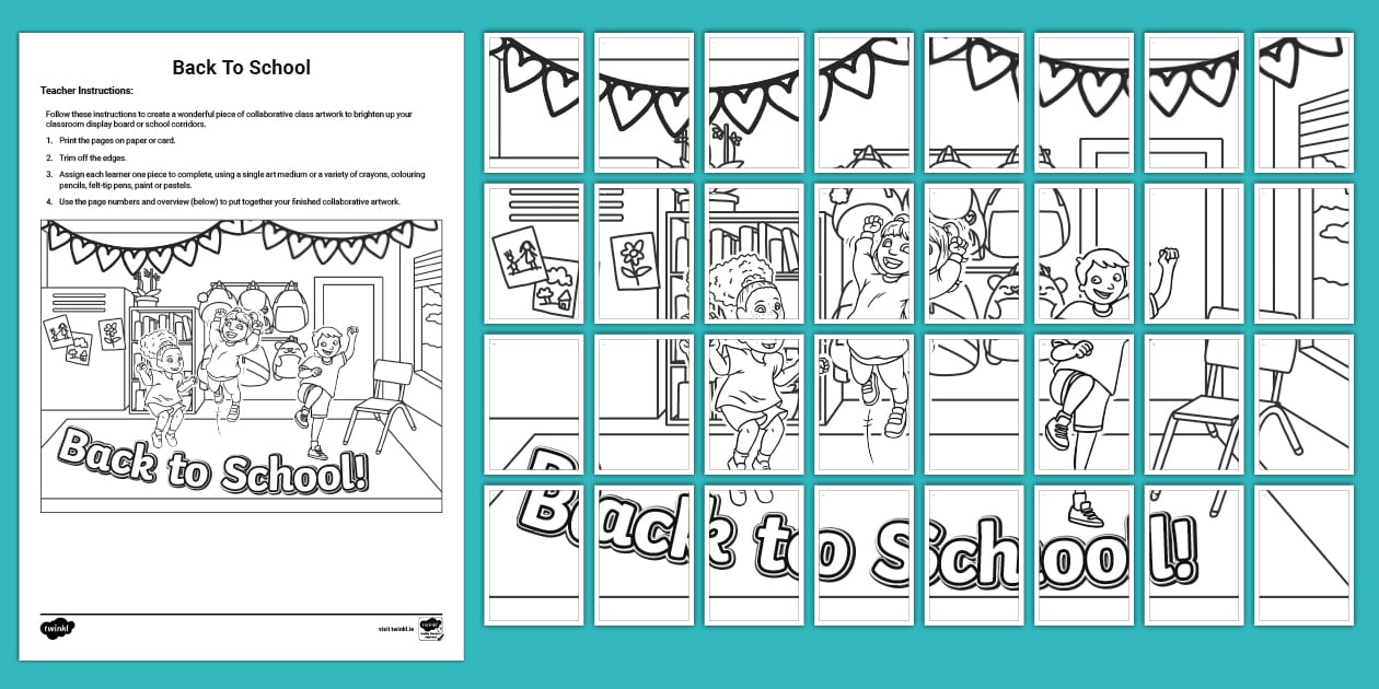 Back to School Collaborative Colouring Activity Pack