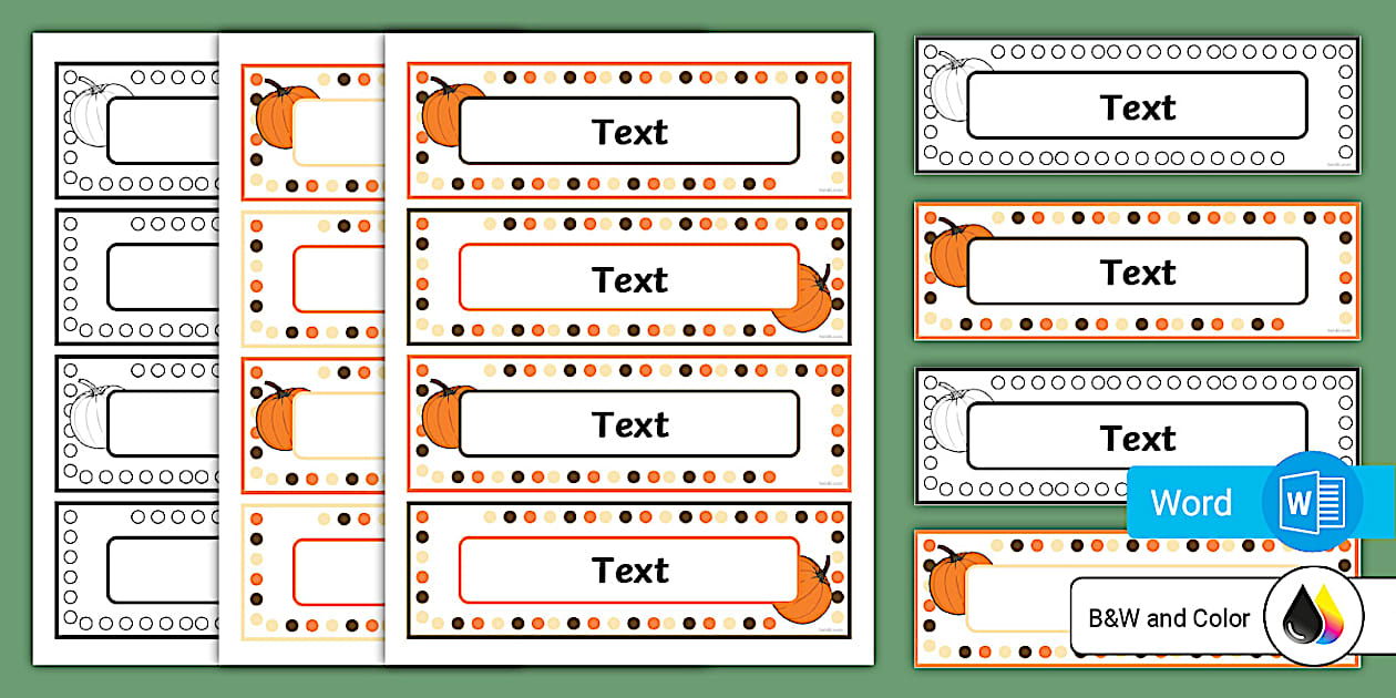 Editable Pumpkin Theme Labels (teacher made) - Twinkl