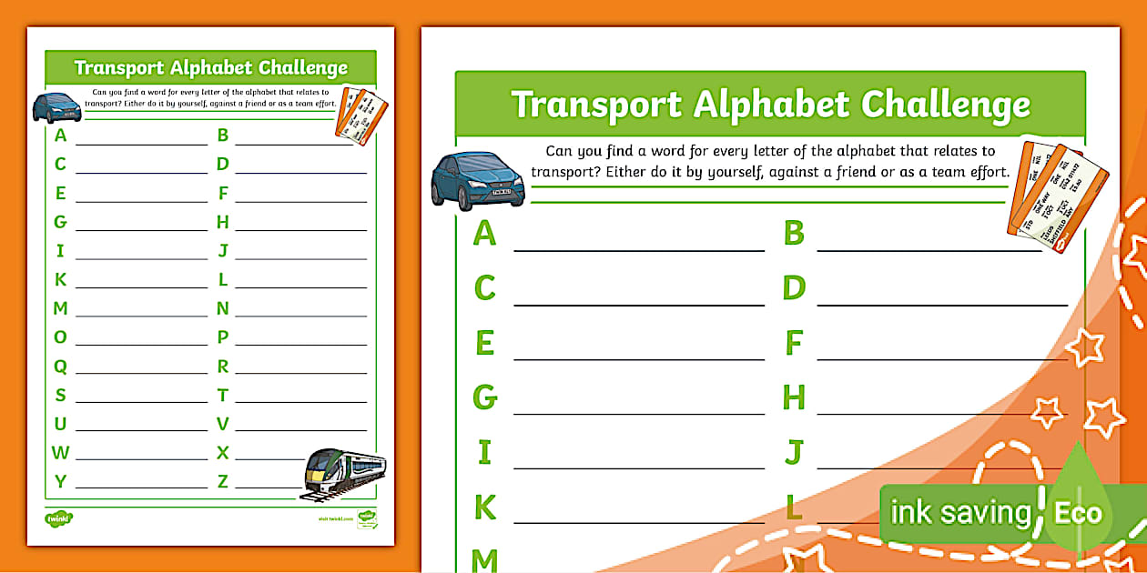 Transport Alphabet Challenge (teacher made) - Twinkl
