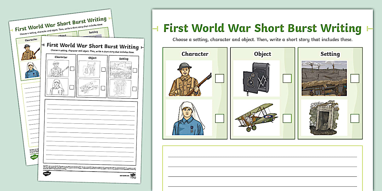 First World War Short Burst Writing Template (teacher made)