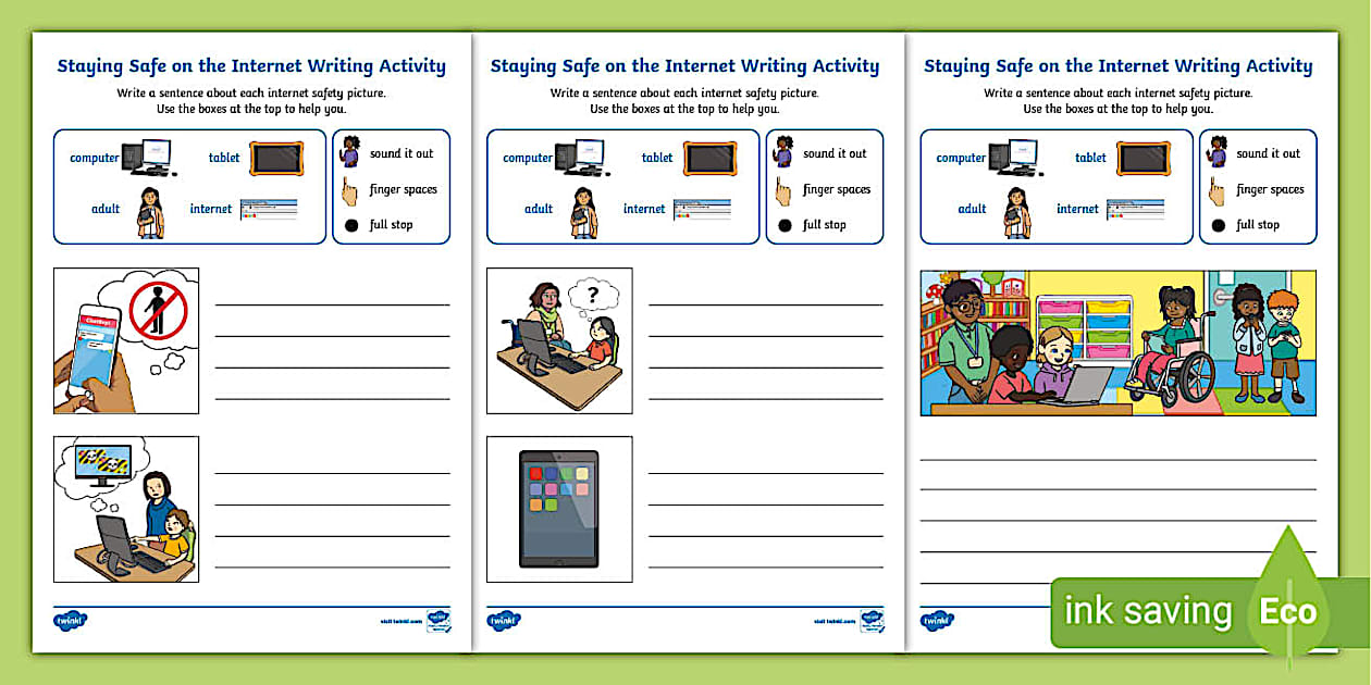 Staying Safe on the Internet Early Writing Activities