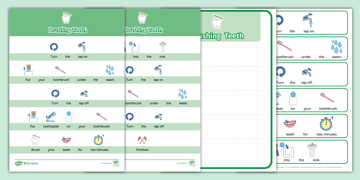 Twinkl Symbols: Older Learners: Brushing Teeth Schedule