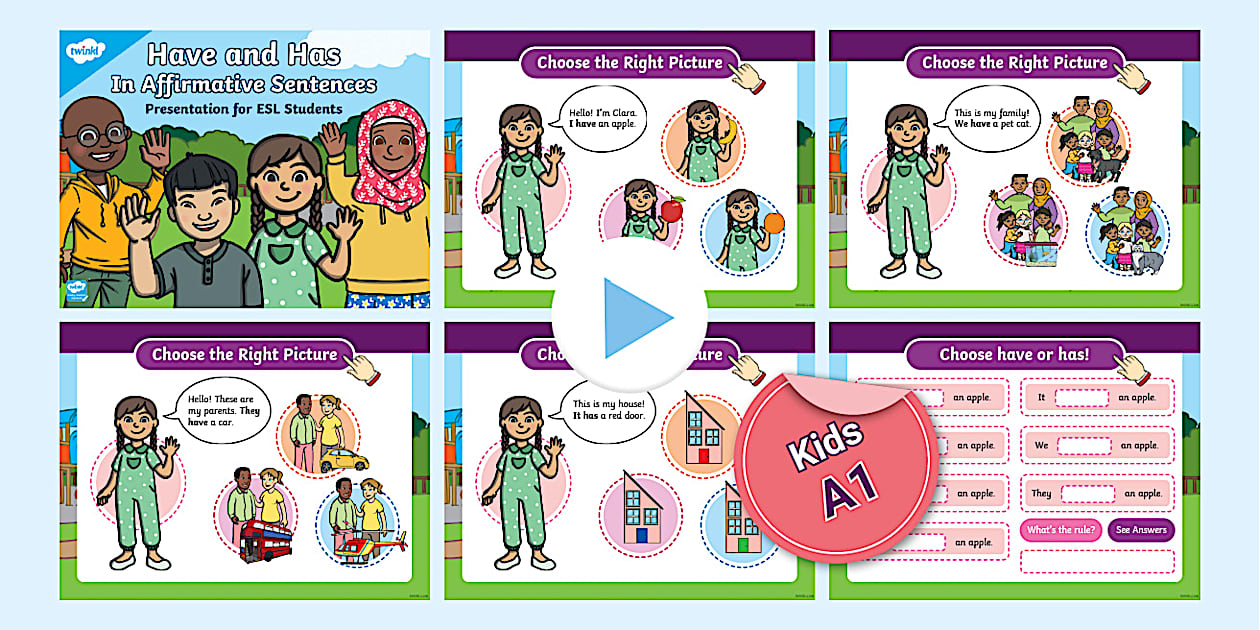 Have or Has? Presentation for ESL Young Learners - Twinkl