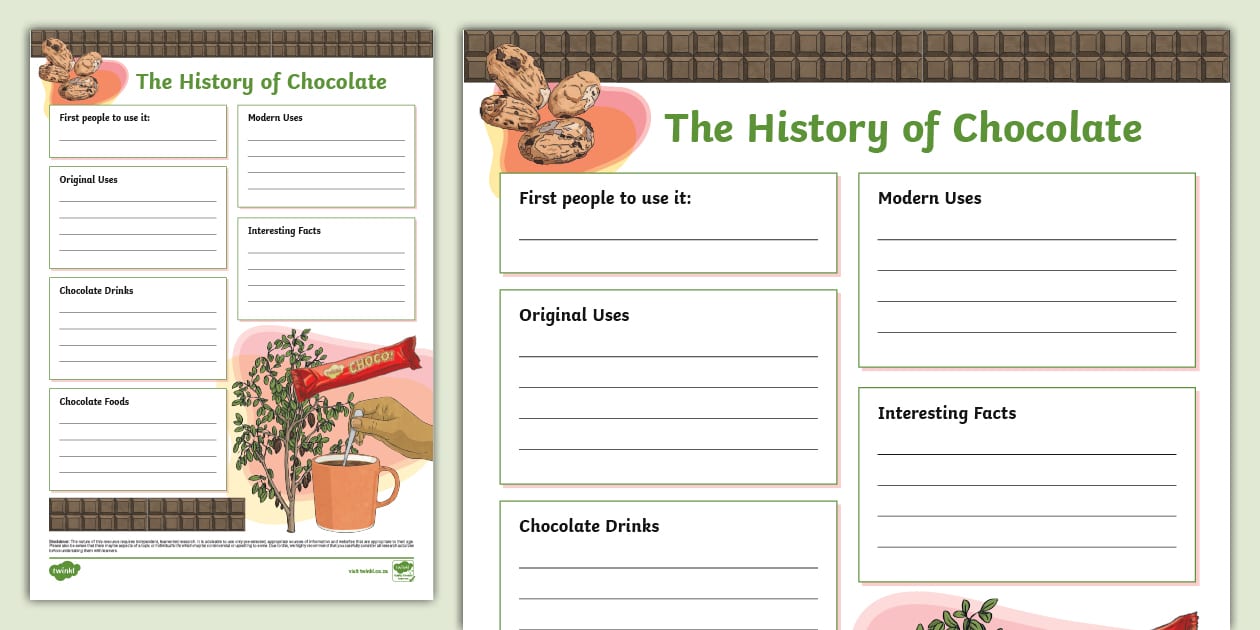 The History of Chocolate Fact File Template (Teacher-Made)