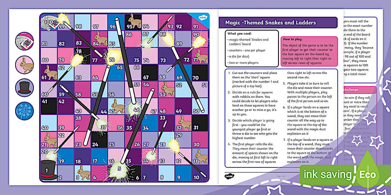 Magic-Themed Snakes and Ladders Game (teacher made) - Twinkl